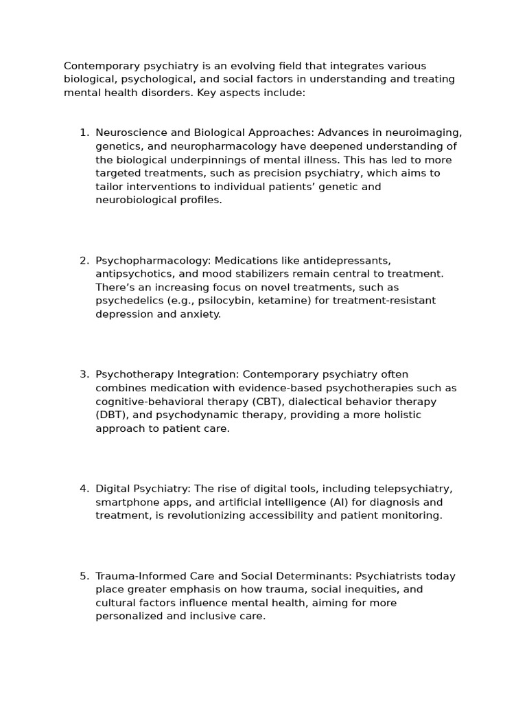 Modern Psychiatry: Integrative Care | PDF | Self-Improvement