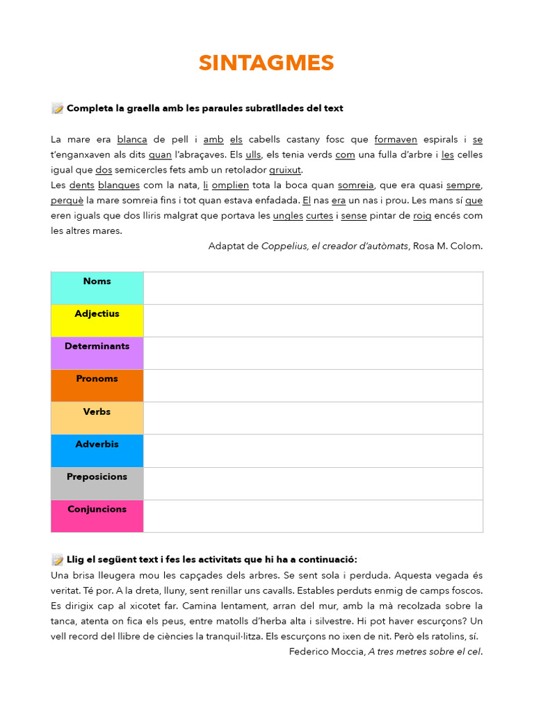 Sintagmes Exercicis | PDF