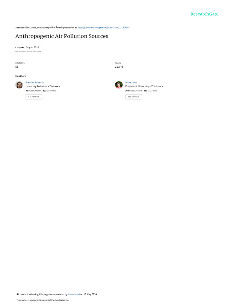 Anthropogenic Air Pollution Sources: August 2010 | PDF | N Ox | Combustion