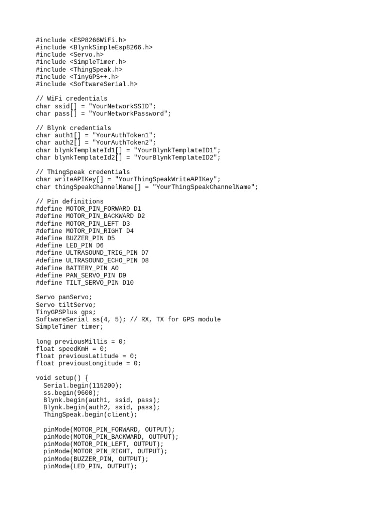 ESP8266 Blynk GPS Servo Control Code | PDF | Computer Engineering