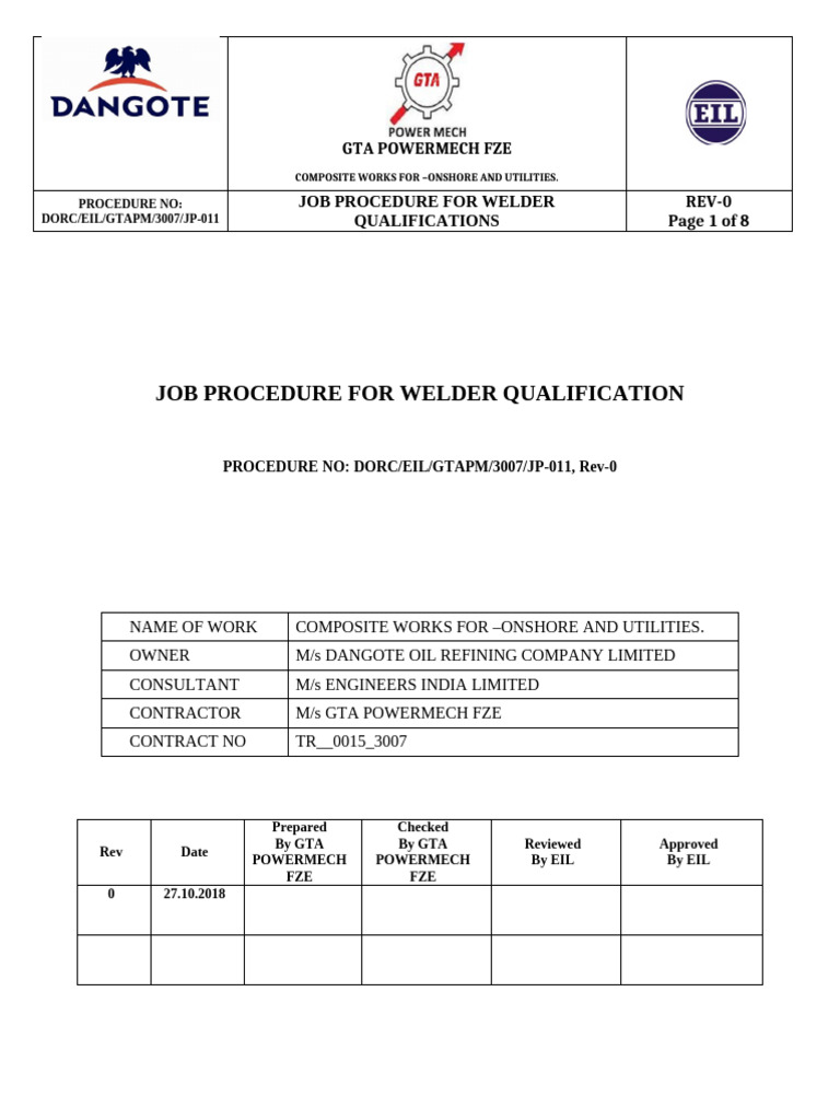 Welder Qualification Procedure Guide | PDF | Welding | Construction