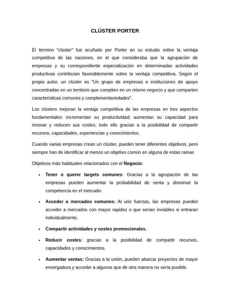Clúster Porter | PDF | Business | Ventaja competitiva