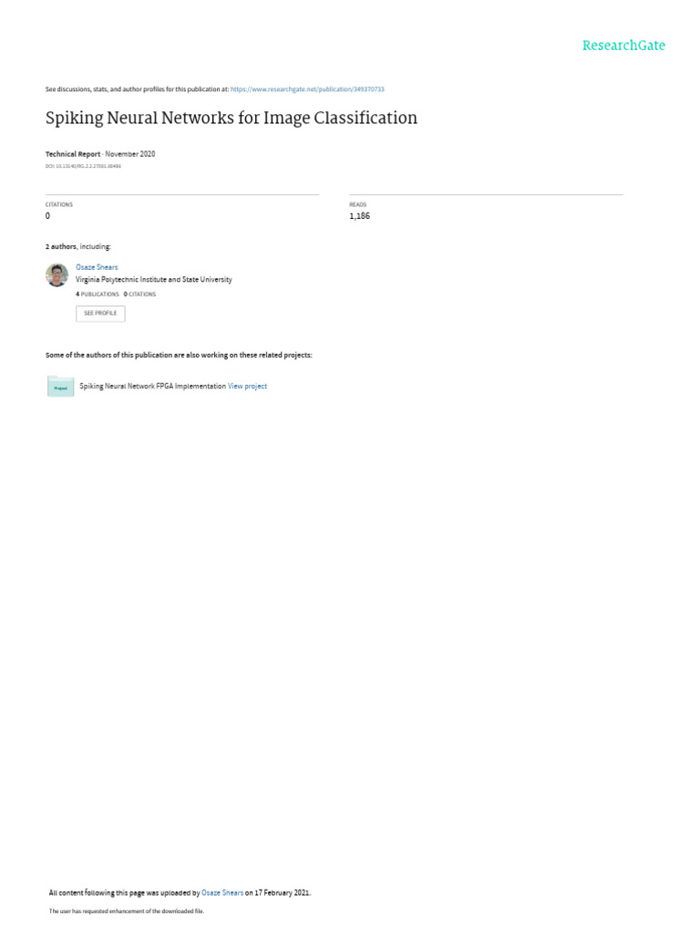 Spiking Neural Nets For Image Classification | PDF | Artificial Neural Network | Artificial ...