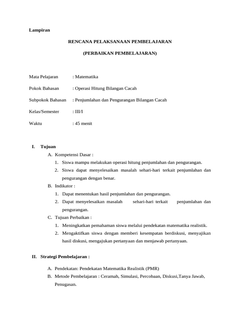 Lampiran RPP 1 | PDF