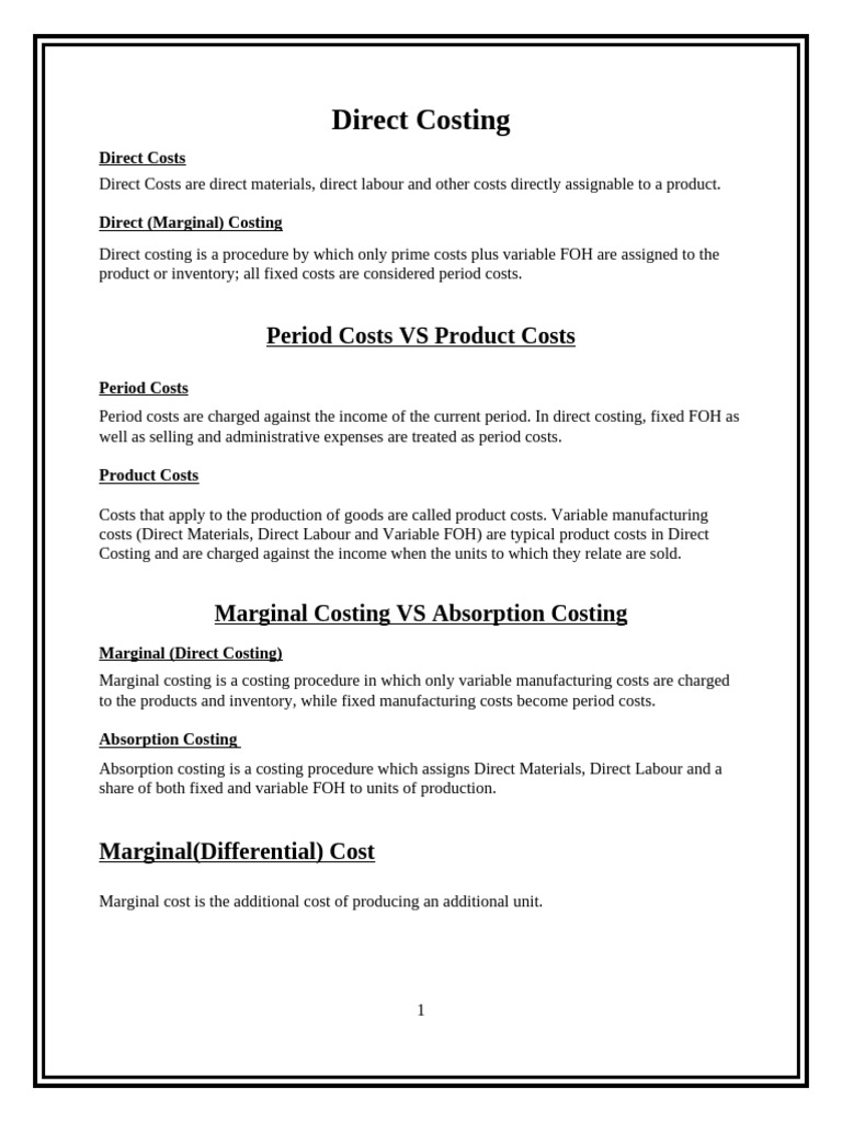 Marginal VS Absorption Costing | PDF | Inventory | Business Economics