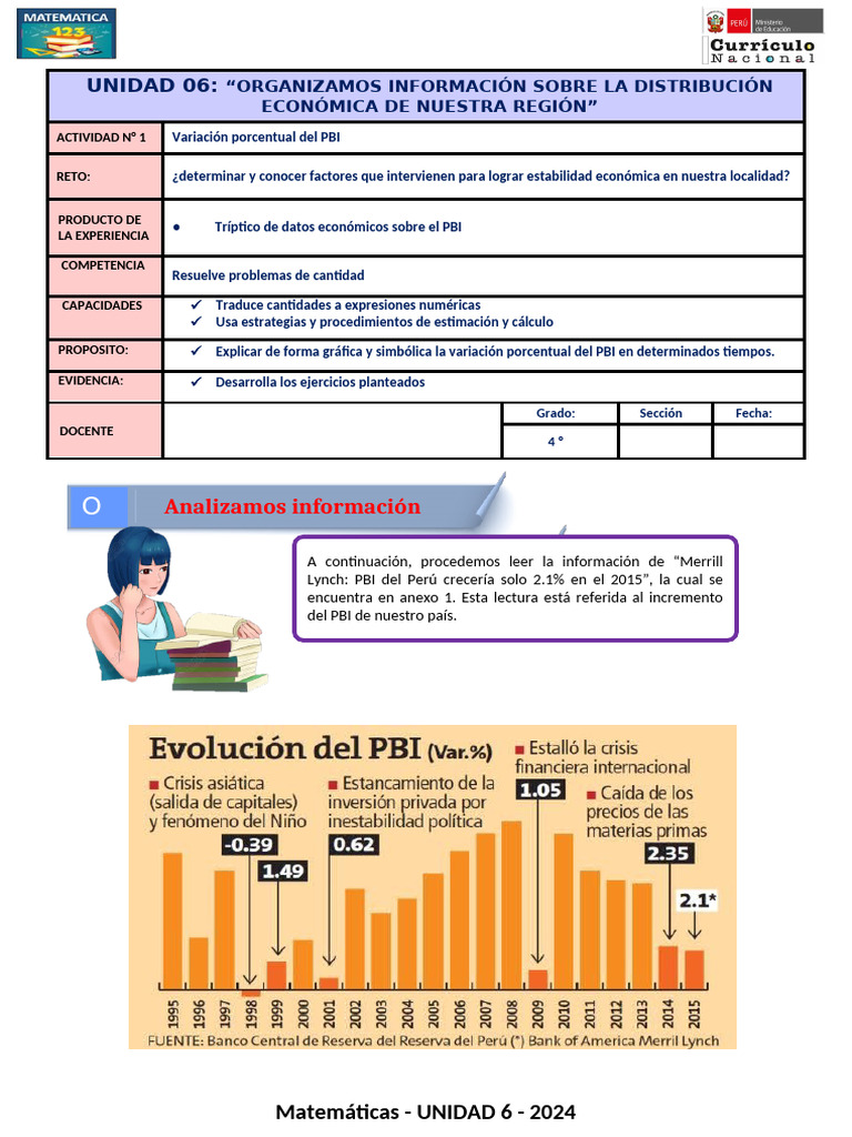 Act 1 Mat 4° Sem 1 Unid 06 | PDF | Producto Interno Bruto | Porcentaje
