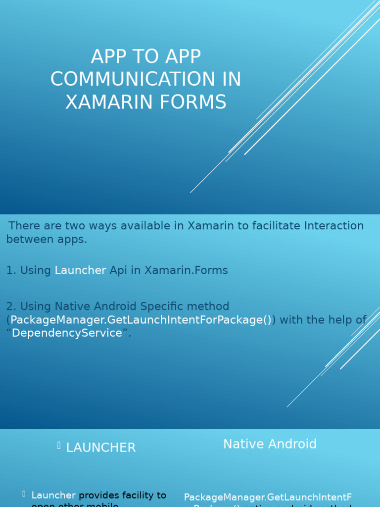 App To App Communication in Xamarin Forms | PDF