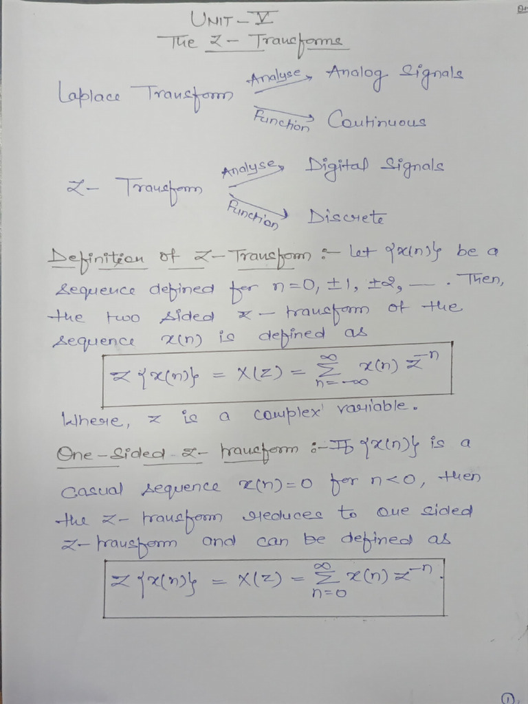 Unit5 - Z Transform Notes | PDF