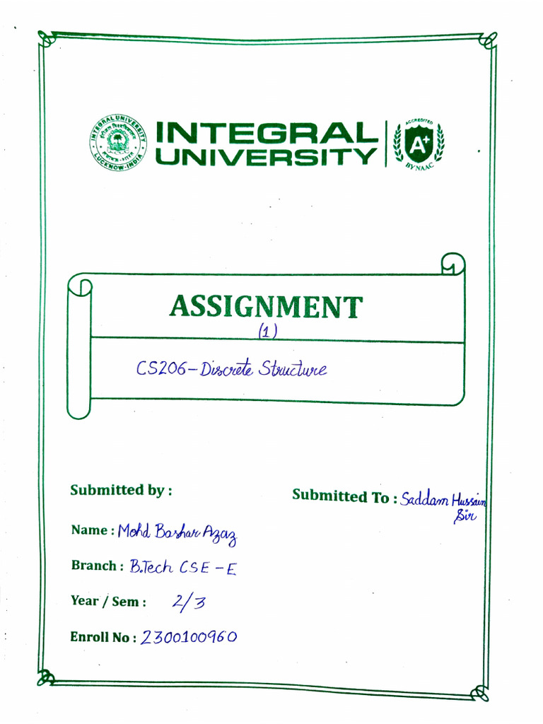 CS206 Discrete Structures Assignment | PDF