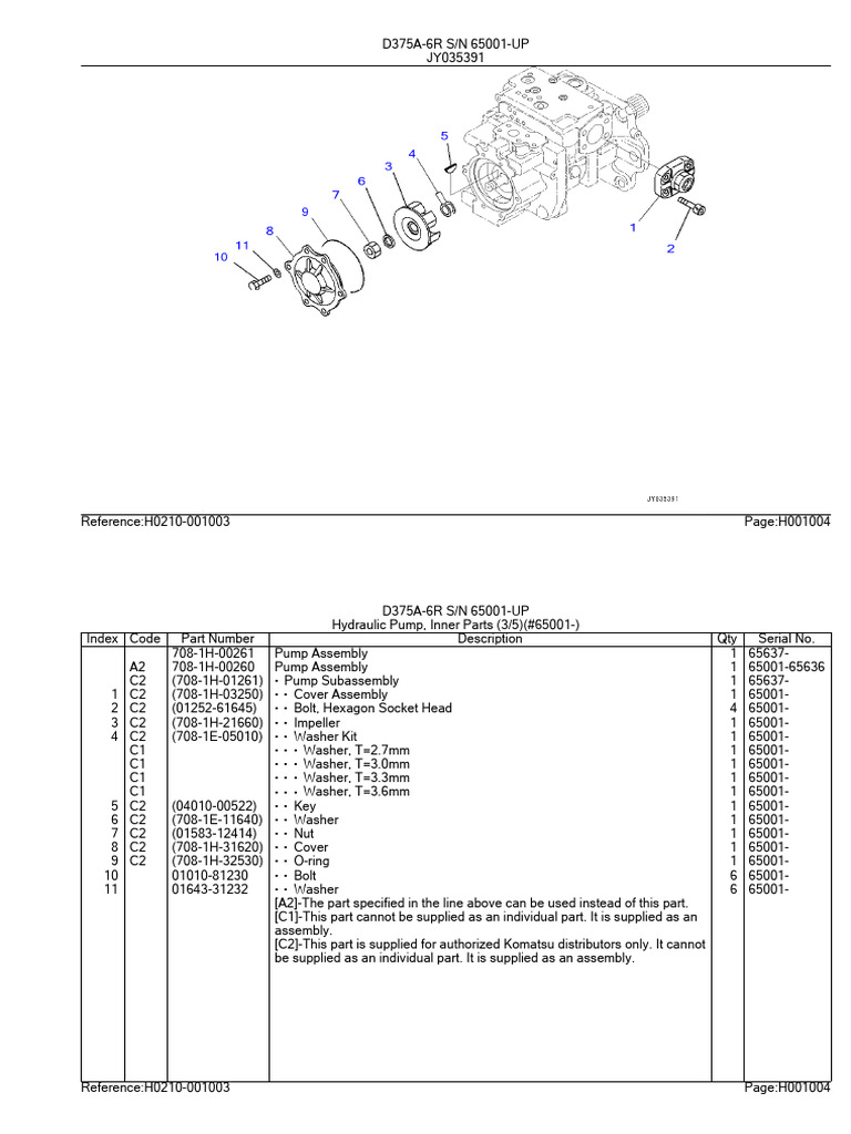 Hydraulic Pump Parts List D375A-6R | PDF