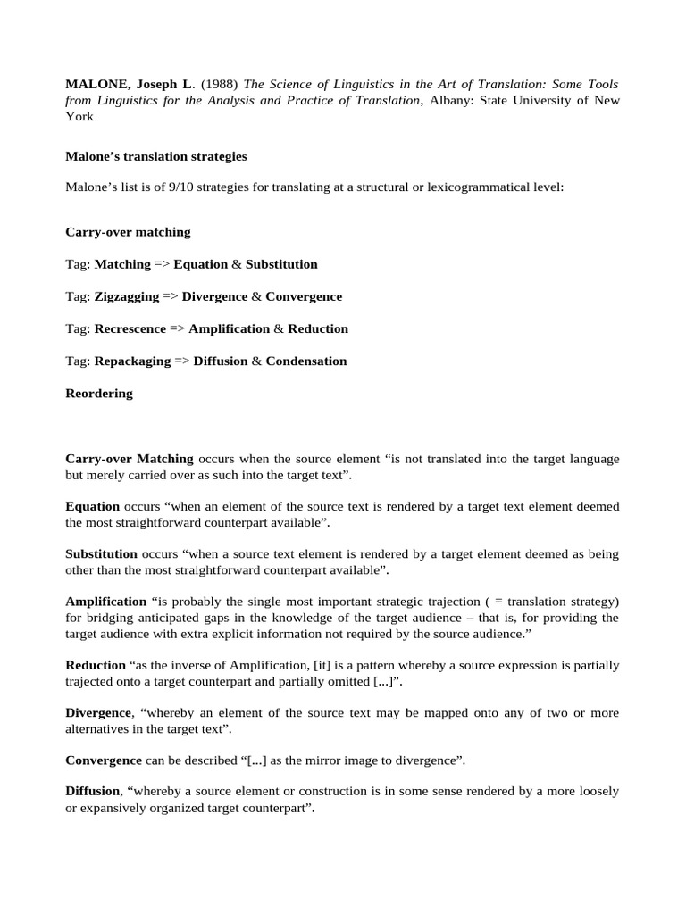 Joseph Malone Strategies With Examples | PDF | Translations | English ...