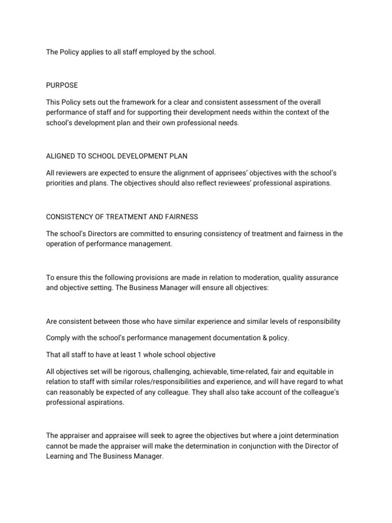 Performance Management Policy | PDF