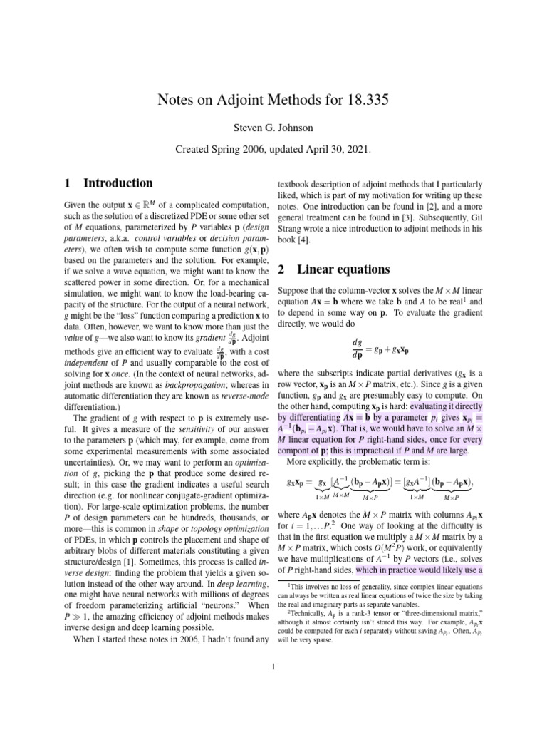 Adjoint Methods for Gradient Computation | PDF | Eigenvalues And ...