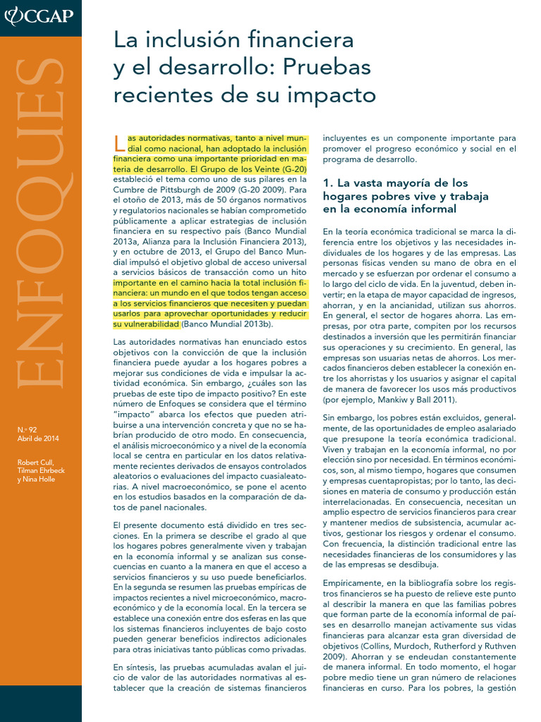 La Inclusión Financiera | PDF | Inclusión financiera | Pobreza