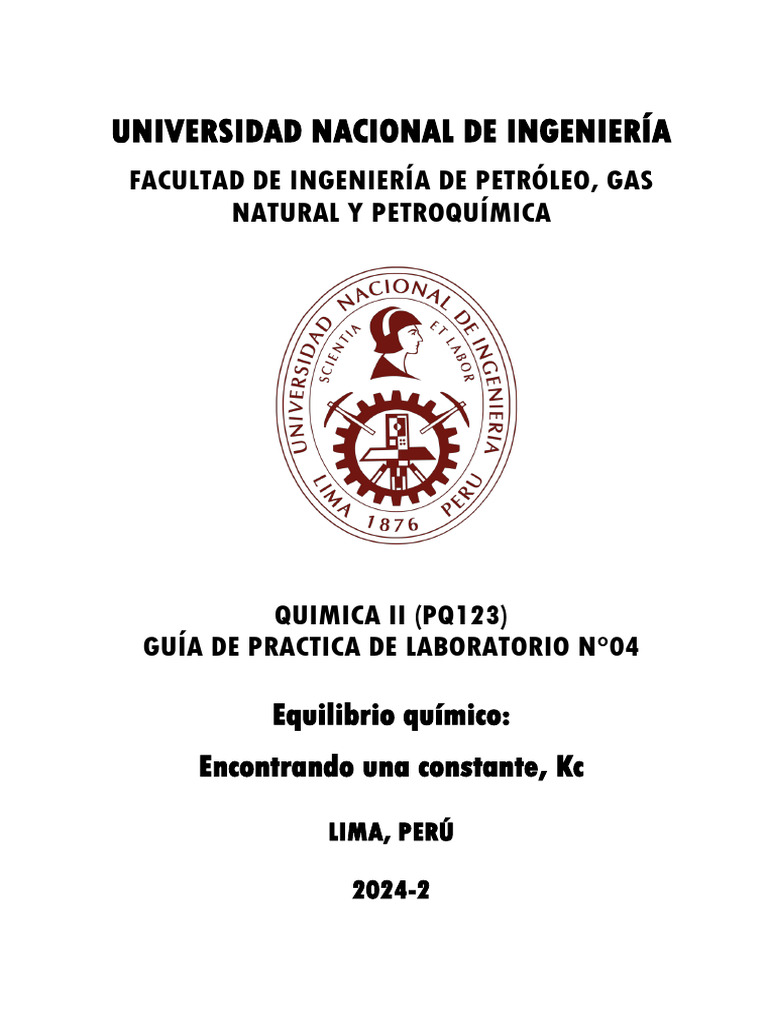 Guia PL4 Quimica II PQ123 | PDF | Equilibrio químico | Laboratorios