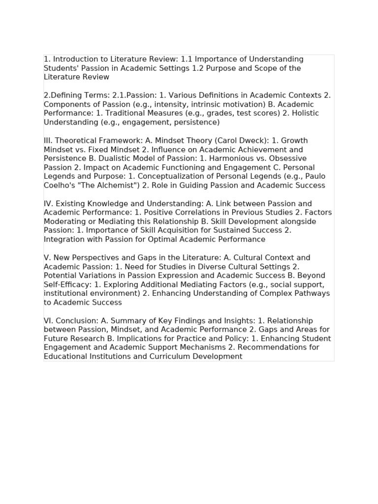 Outline of Literature Review | PDF | Career & Growth | Science ...