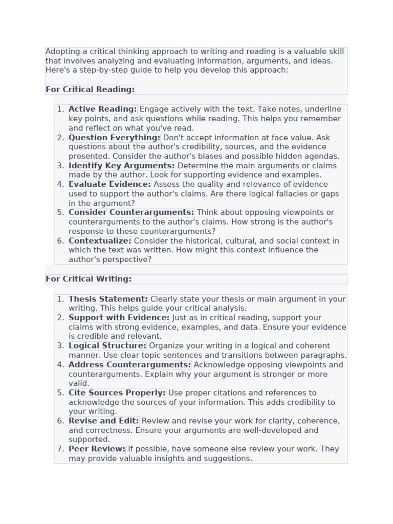 CRT Write and Read | PDF | Critical Thinking | Argument