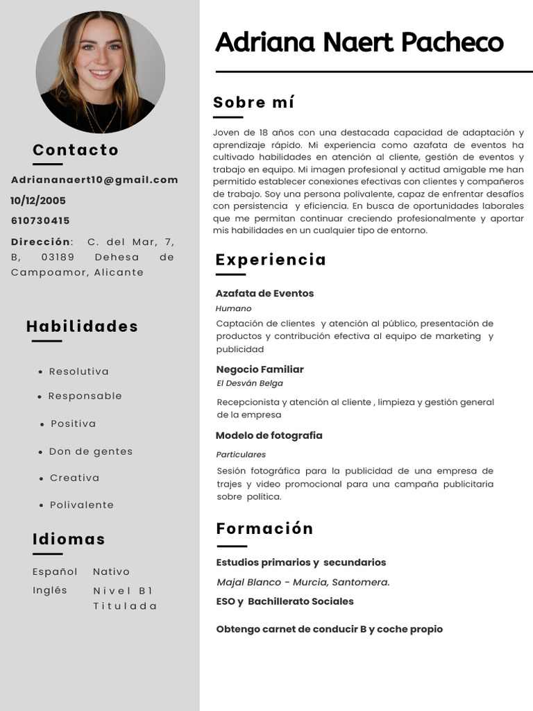 Currículum Vitae CV Minimalista Sencillo Clásico Gris 2 | PDF ...