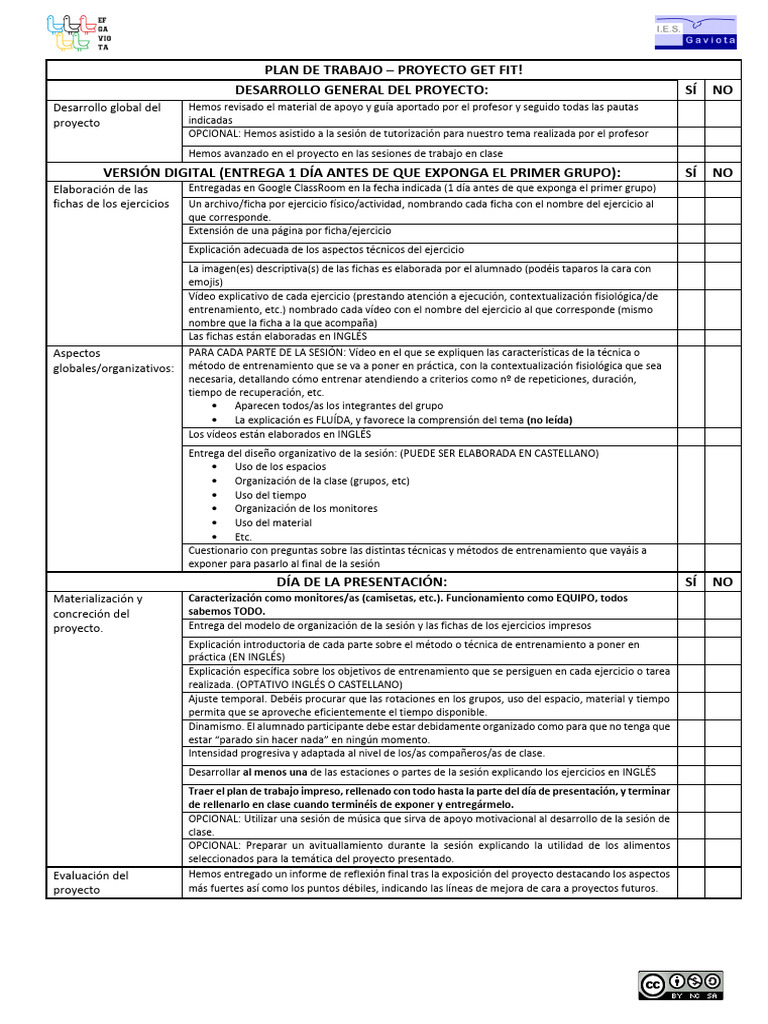 Plan de Trabajo Get Fit | PDF