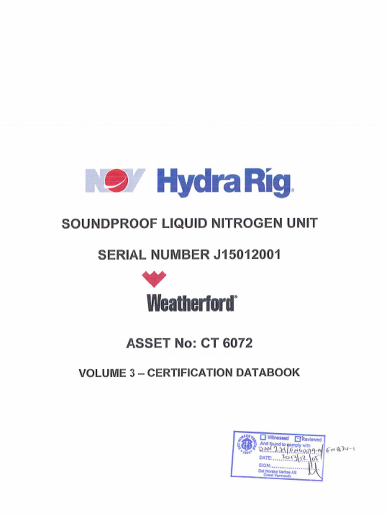 Soundproof Nitrogen Unit Certification | PDF | Gases | Mechanical ...