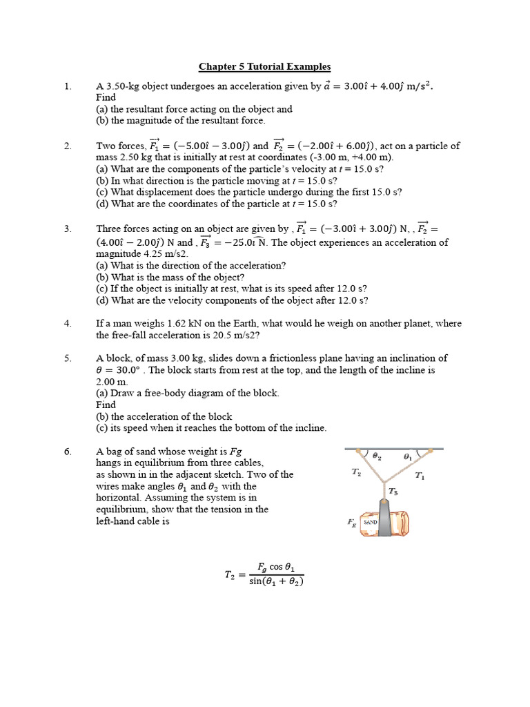 Ch5 Tutorial Examples | PDF | Force | Tension (Physics) Ch5 Tutorial Examples | PDF | Force | Tension (Physics)