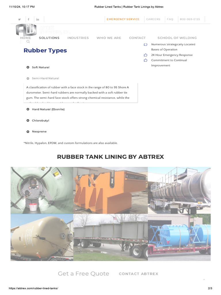 Rubber Lined Tanks - Rubber Tank Linings by Abtrex | PDF | Building Materials | Amorphous Solid