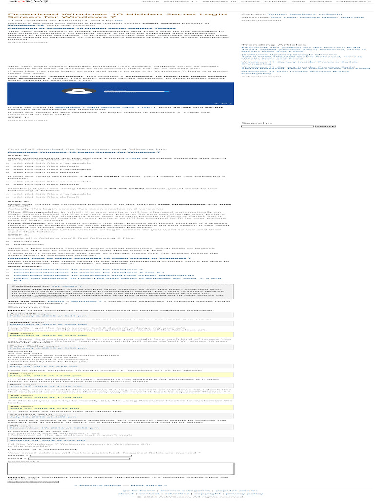 Windows 10 Hidden Secret Login Screen For Windows 7 - AskVG | PDF ...