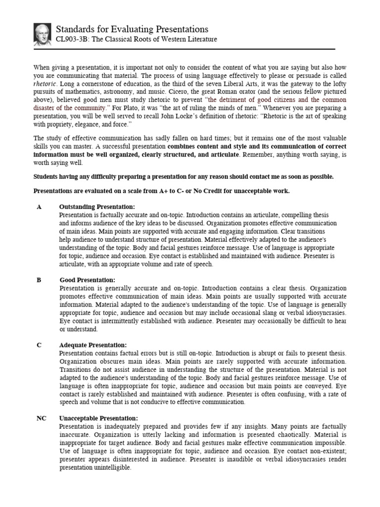 Rubric Presentation Pdf Rhetoric Communication