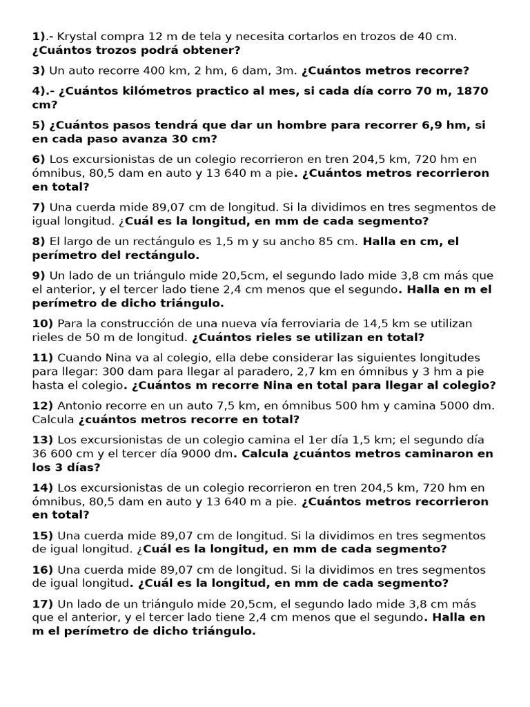 Problemas de Medida | PDF