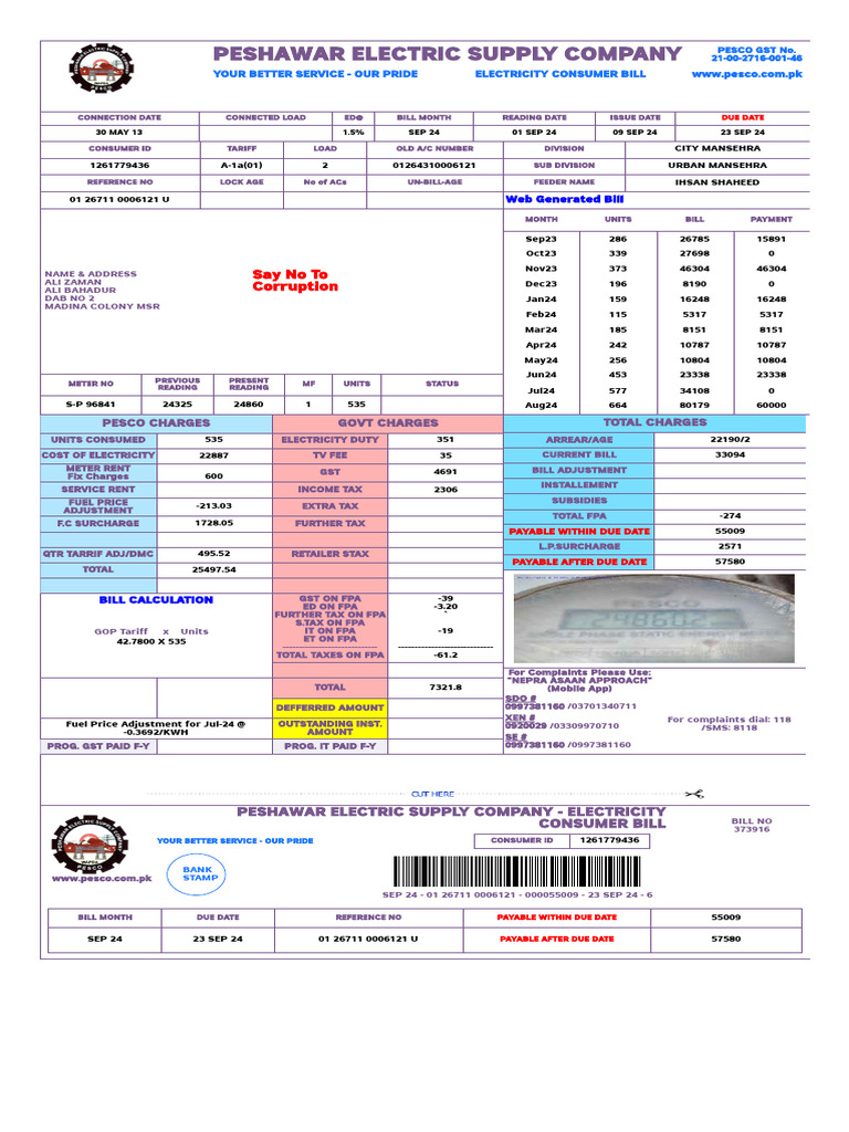 Pesco Online Bill | PDF | Taxes | Public Finance