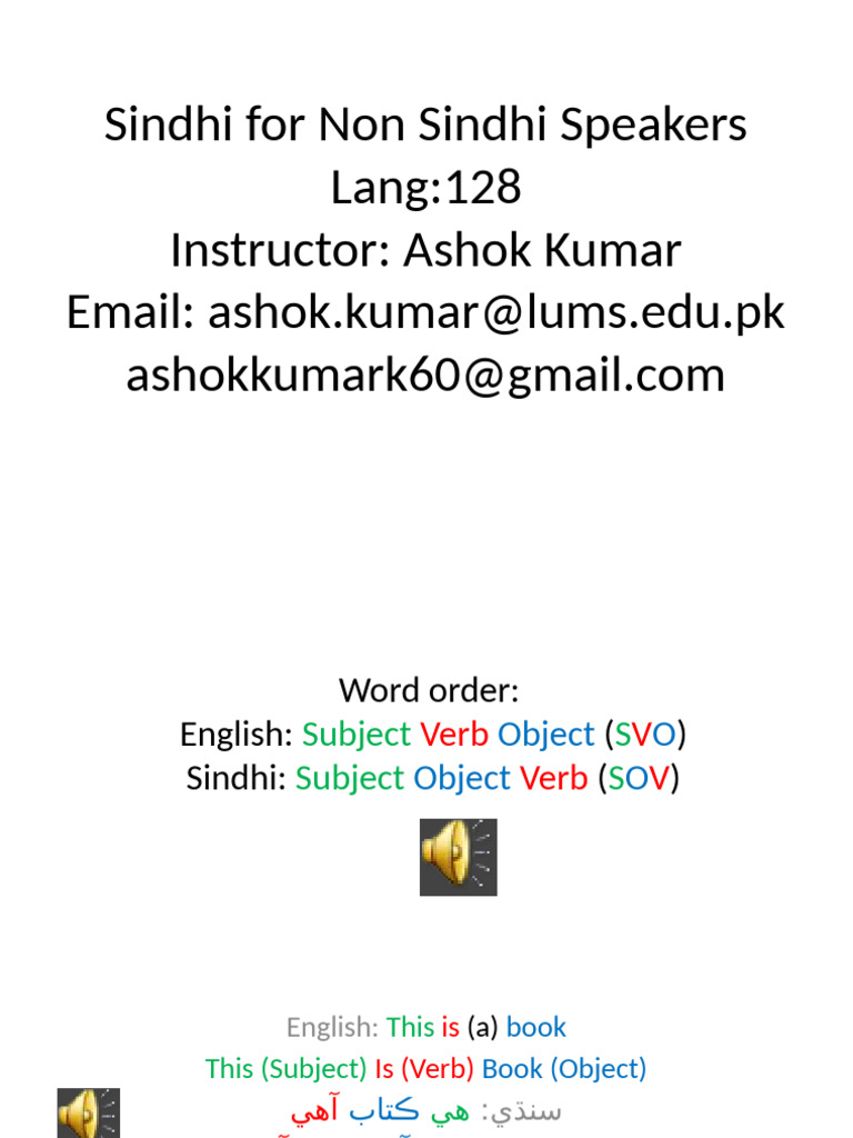 This That Here There Subject Object Verb Sindhi 2 | PDF | Object (Grammar) | Languages