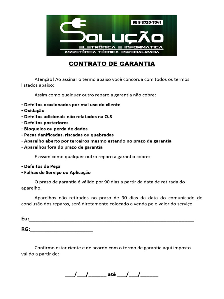 Contrato de Garantia | PDF