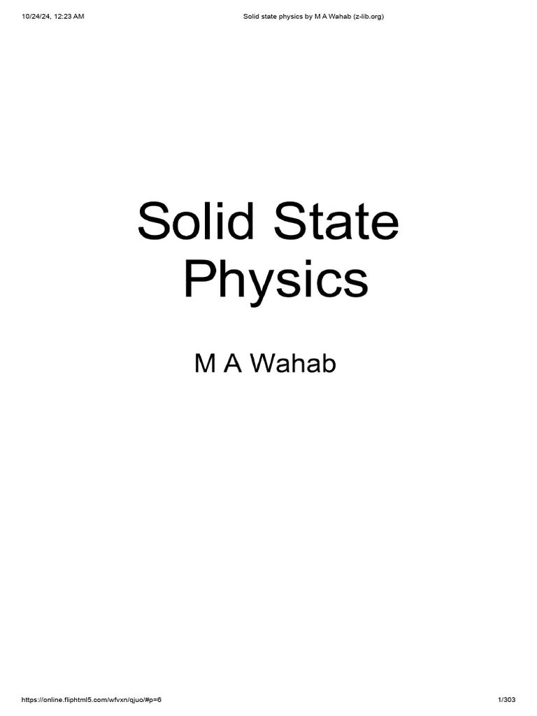Solid State Physics by M A Wahab | PDF | Physics | Physical Sciences