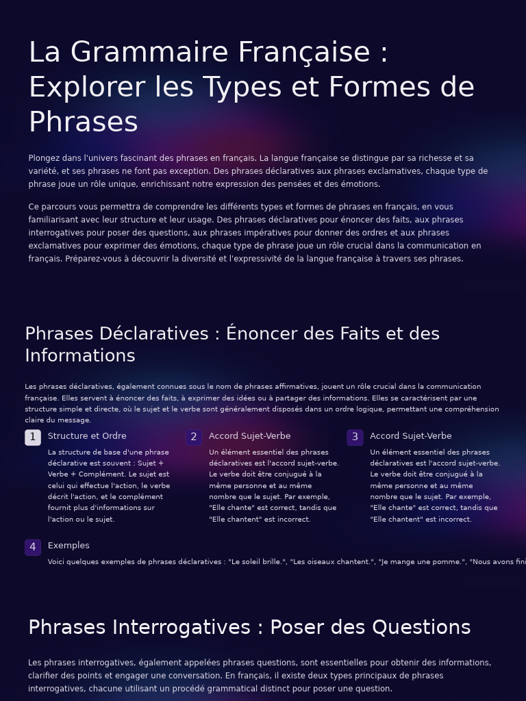 La Grammaire Francaise Explorer Les Types Et Formes de Phrases | PDF ...