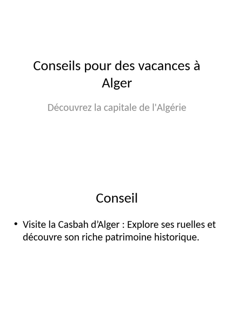Conseils Vacances Alger | PDF