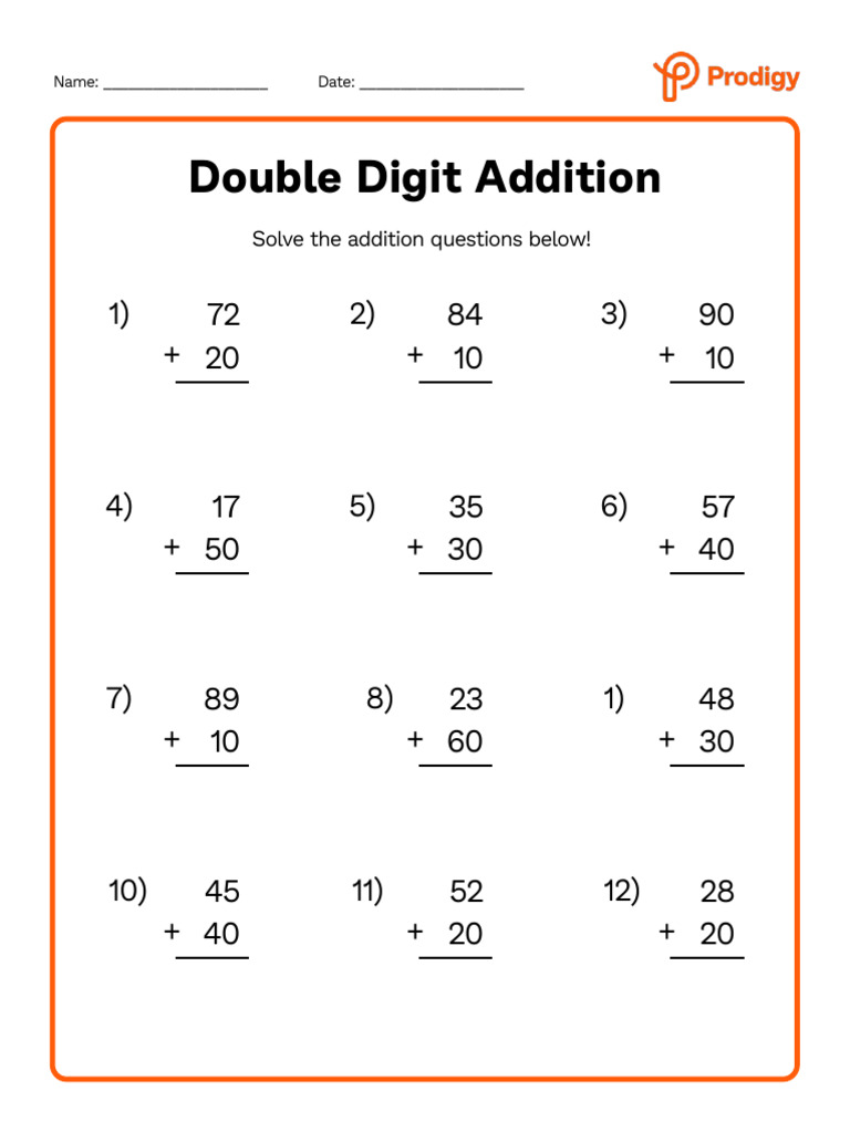 Double Digit Addition | PDF