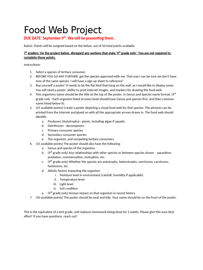 Food Web Project 2 | PDF | Food Web | Herbivore