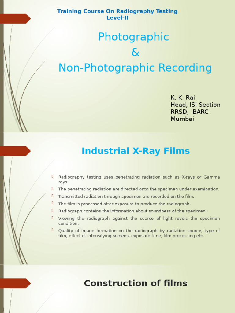 Rai K K (RT Level-II Lecture) | PDF | Radiography | X Ray