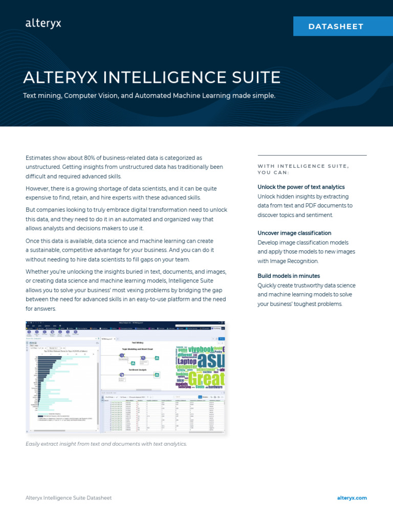 Alteryx Intelligence Suite Overview | PDF | Data Science | Computer Vision