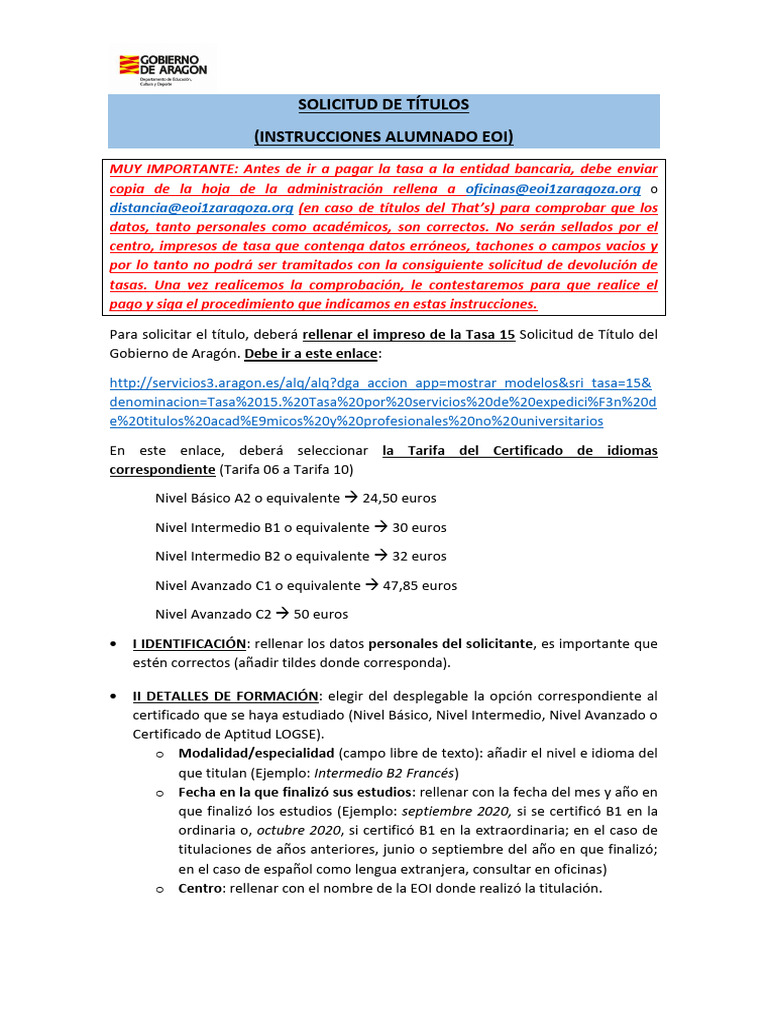 Instrucciones Solicitud de Titulos Julio 2023 | PDF