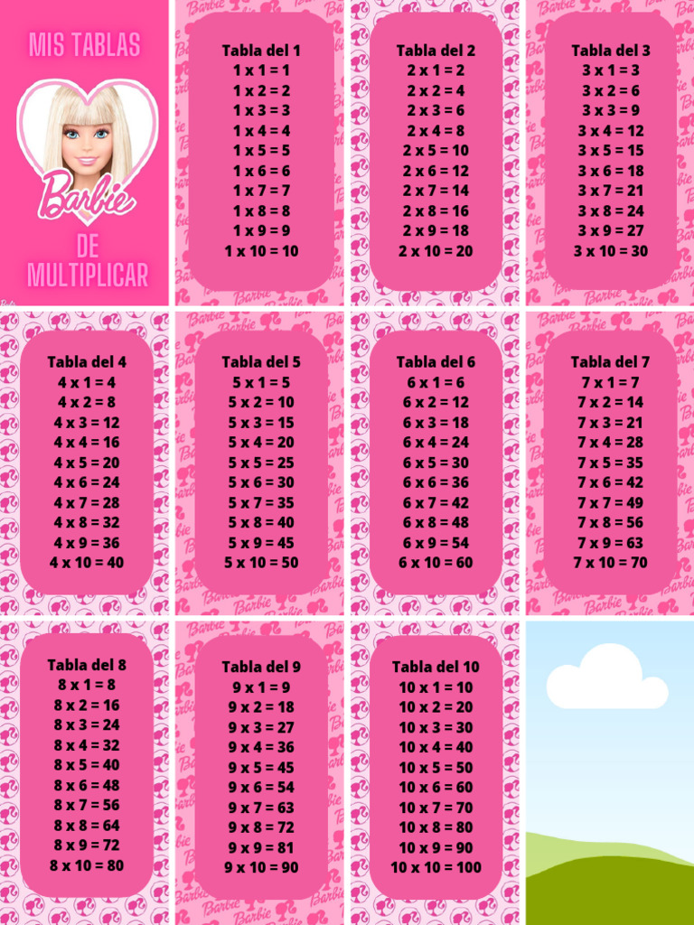 Tablas de Multiplicar de Barbie PDF | PDF