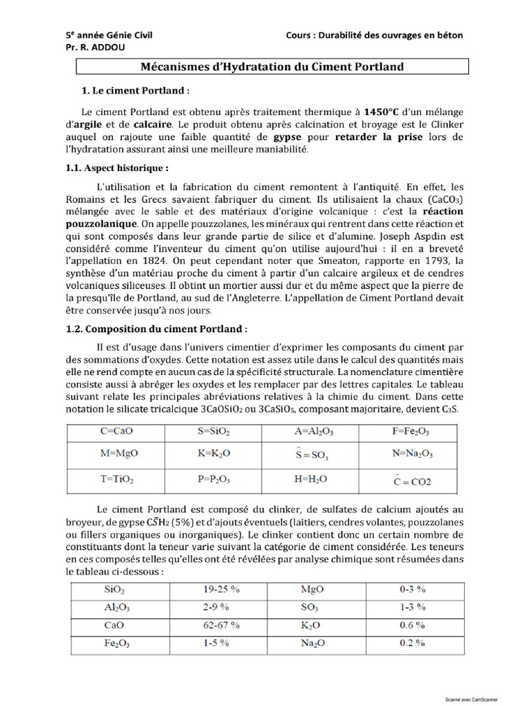 Mécanismes D'hydratation Du Ciment | PDF