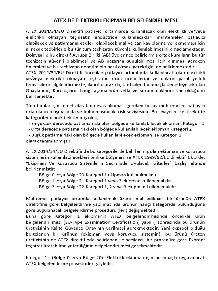 Atex de Elektri̇kli̇ Eki̇pman Belgelendi̇ri̇lmesi̇ | PDF