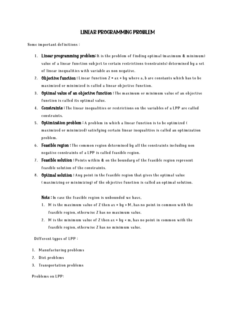 Linear Programming Problem | PDF | Mathematical Optimization | Applied Mathematics