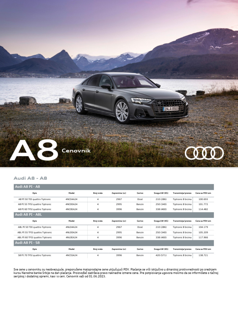 AUDI - Cenovnik A8 L | PDF