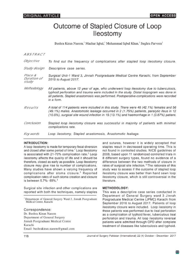 Ileostomy Closure Stapled | PDF
