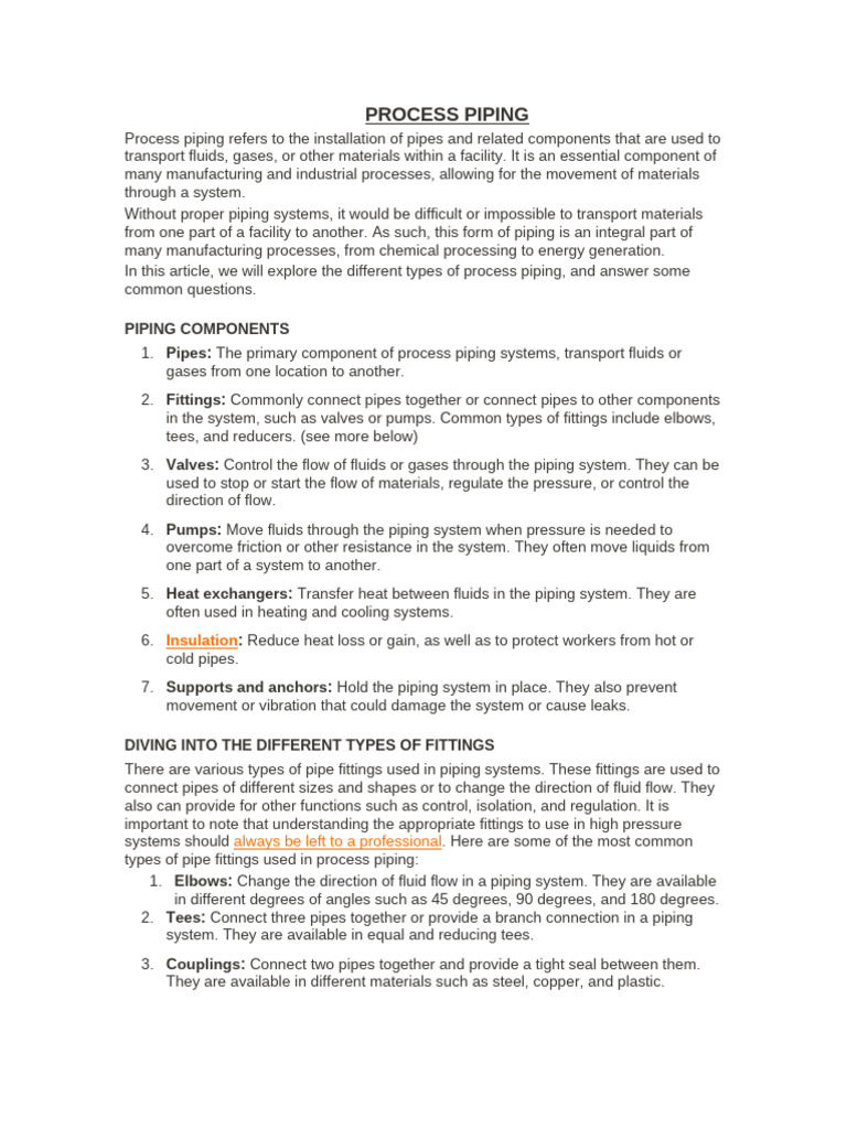 Process Piping | PDF | Pipe (Fluid Conveyance) | Thermal Insulation