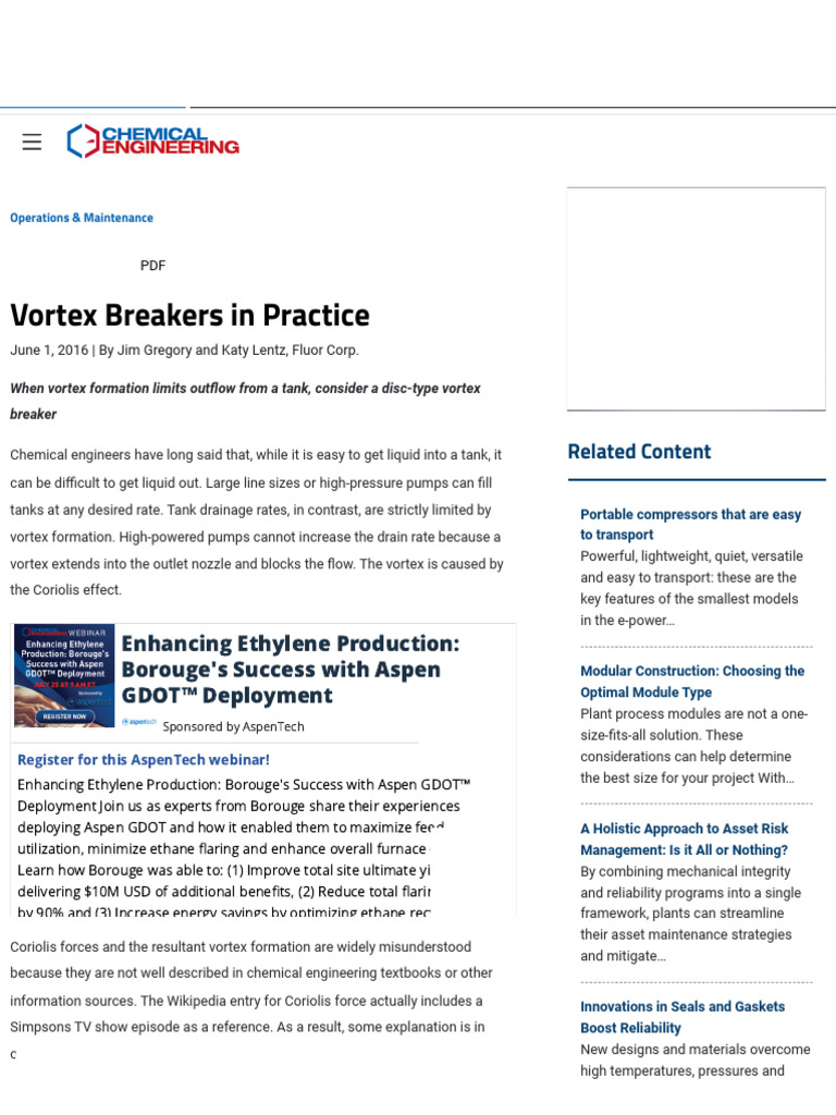 Vortex Breakers in Practice | PDF | Force | Velocity