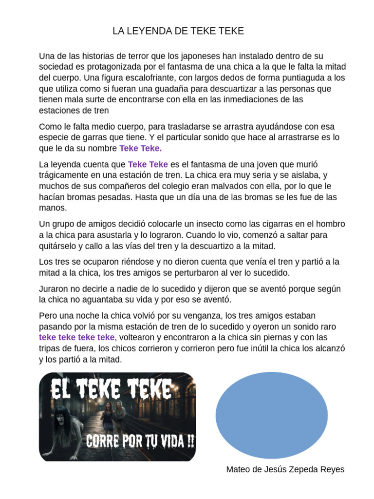 La leyenda de Teke Teke | PDF | Poesía