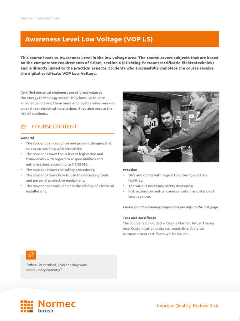 Informatiesheet Inrush VOP LS English | PDF | Safety